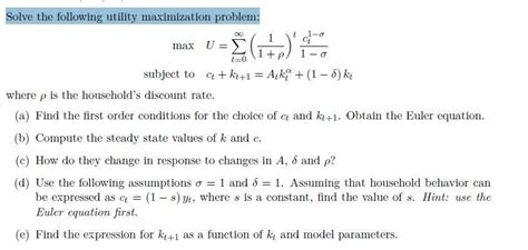 Solved Solve The Following Utility Maximization Problem T
