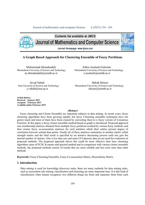 pdf a graph based approach for clustering ensemble of fuzzy partitions
