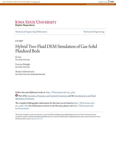 Pdf Hybrid Two Fluid Dem Simulation Of Gas Solid Fluidized Beds Dokumen Tips