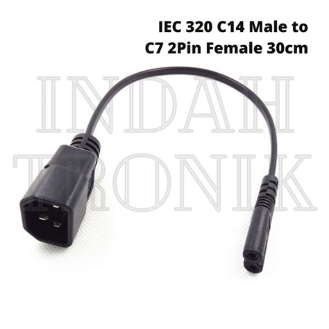Iec 320 Male C14 To C7 Female 2 Pin Plug Extension Power Cable [c14 To C7 Converter] Shopee