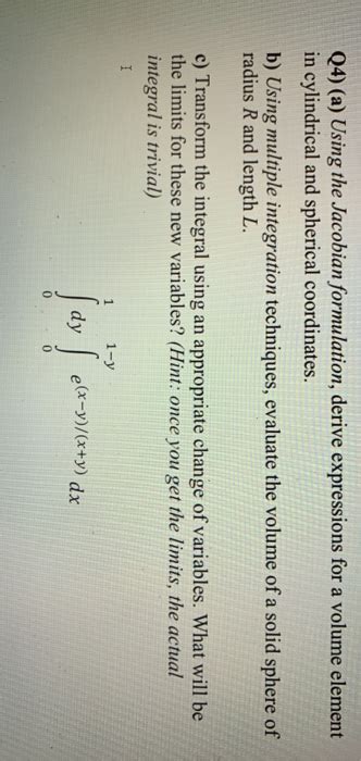 Solved Q4 A Using The Jacobian Formulation Derive
