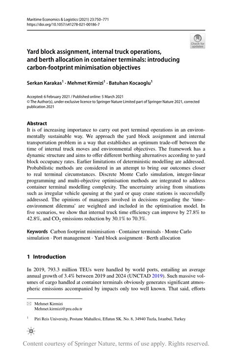 Yard Block Assignment Internal Truck Operations And Berth Allocation In Container Terminals