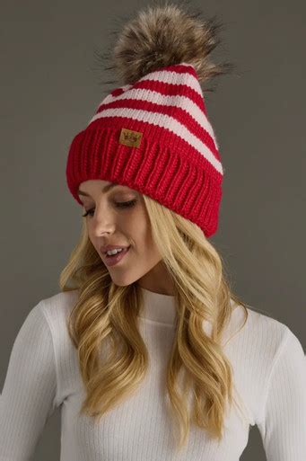 Striped Pom Pom Beanie Diamondblue Surf Shop