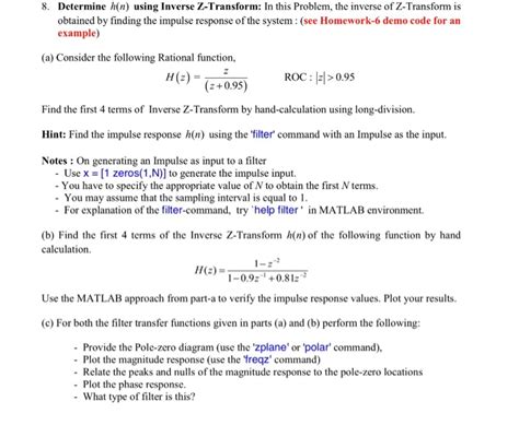 Solved Determine H N Using Inverse Z Transform In This Chegg