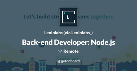 Back End Developer Nodejs At Leniolabs Via Improving South America