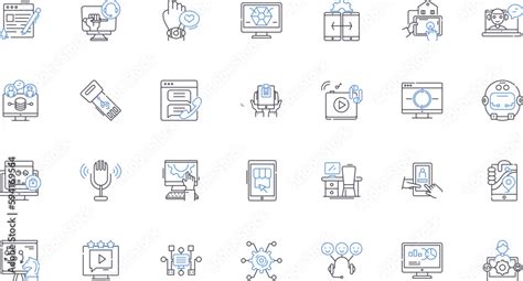 Vetor De Cybersecurity Intelligence Line Icons Collection Threats Breaches Hacks Malware