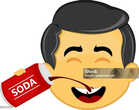 Ilustración De Carácter De Emoticono Amarillo Envase De Bebida
