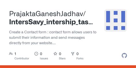 Github Prajaktaganeshjadhav Interssavy Intership Task1 Create A Contact Form Contact Form