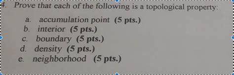 Prove That Each Of The Following Is A Topological Chegg