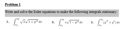 Solved Problem Write And Solve The Euler Equations To Make Chegg