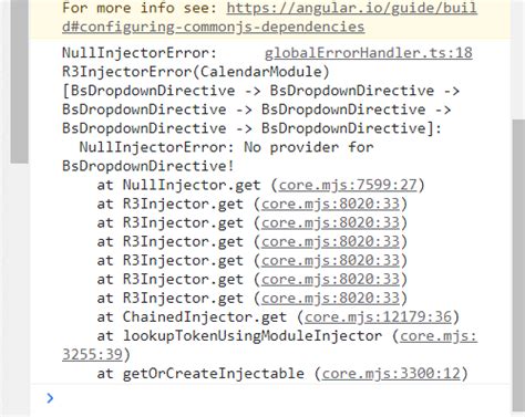 Javascript Nullinjectionerrorr3injectorerrorcalendarmodule Bsdropdowndirective