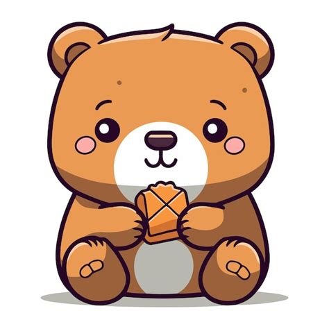 Милый медведь с подарком векторная иллюстрация мультфильма медведя ...