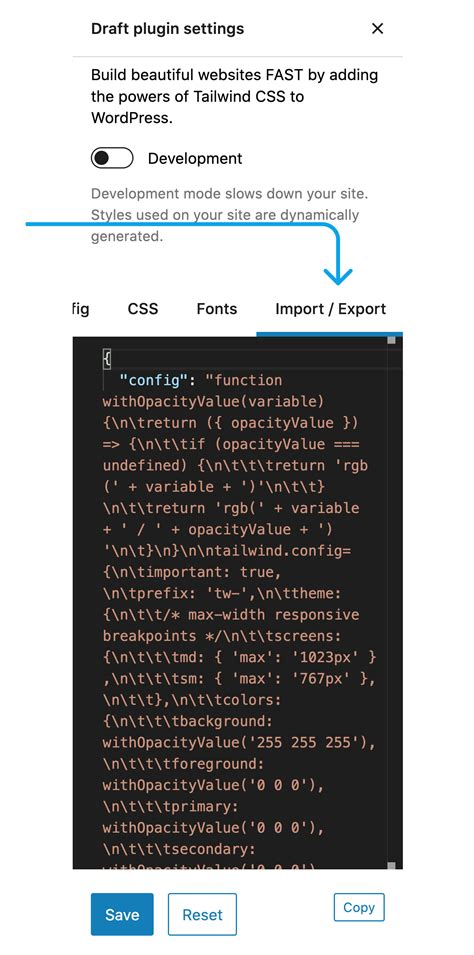 Import Export Build WordPress Websites Fast With Tailwind CSS