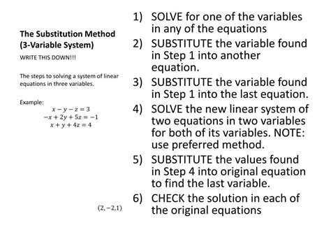 ppt solving systems of linear equations in three variables powerpoint