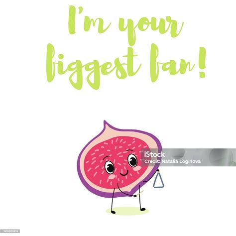 삼각형 만화 캐릭터가있는 귀여운 무화과 아이들을위한 티셔츠 디자인 여름 시간 여름 분위기 벡터 일러스트 레이 션 비문 안녕하세요 나는 당신의 무화과 팬입니다 0명에 대한