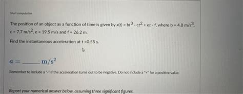 solved short computation the position of an object as a