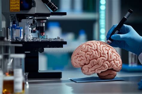Study Of Brain Anatomy Using A Microscope In A Laboratory Setting Stock Image Image Of