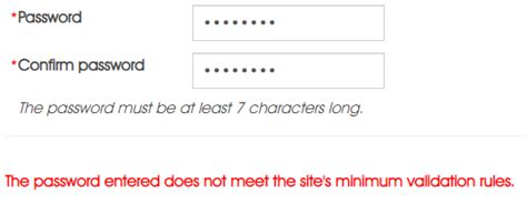 8 Character Password Is Too Short For 7 Character Password Requirement