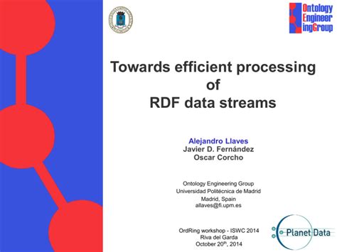 Owards Efficient Processing Of Rdf Data Streams