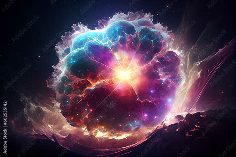 Supernova Explosion In Space Cloud Of Charged Particles Generative Ai Illustration Stock