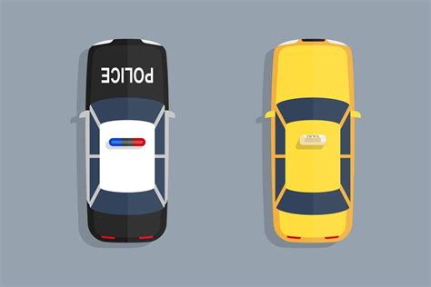 Police And Taxi Cars Top View Vector Flat Illustration 4933933 Vector