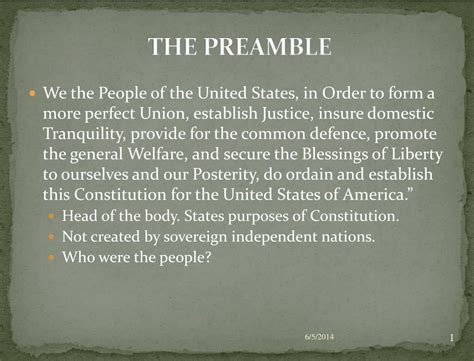 PPT THE PREAMBLE PowerPoint Presentation Free Download ID