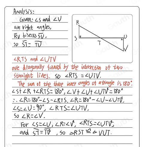 solved 2 given ∠ s and ∠ u are right angles overline rv bisects