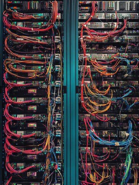 Massive Display Of Network Cables Connecting Servers To Global Networks