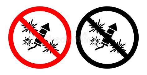 Ban On Fireworks Sign Fireworks Prohibited Firecracker Forbidden Vector Symbol No Rocket