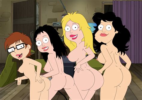 Rule 34 4girls Accurate Art Style American Dad Black Hair Blonde Hair