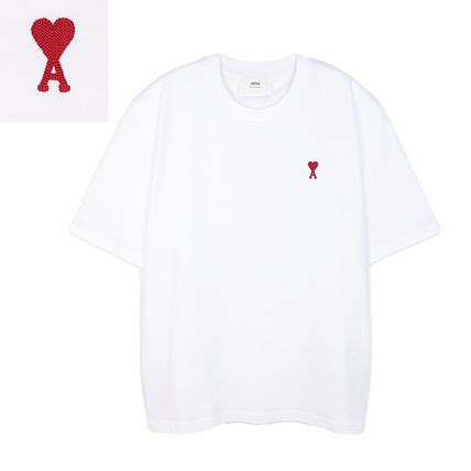 Ami Paris アミパリス コットン ハートロゴ刺繍 Tシャツ男女共用 Ami Paristシャツ・カットソー Bfuts005