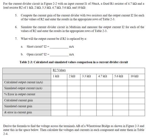 Solved For The Current Divider Circuit In Figure 2 2 ﻿with