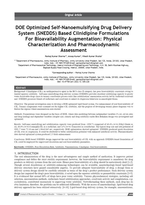 Pdf View Of Doe Optimized Self Nanoemulsifying Drug Delivery System Snedds Based Cilnidipine
