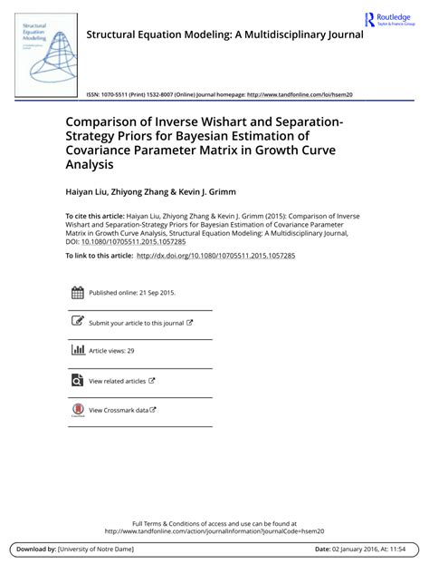 Pdf Comparison Of Inverse Wishart And Separation Strategy Priors For Bayesian Estimation Of