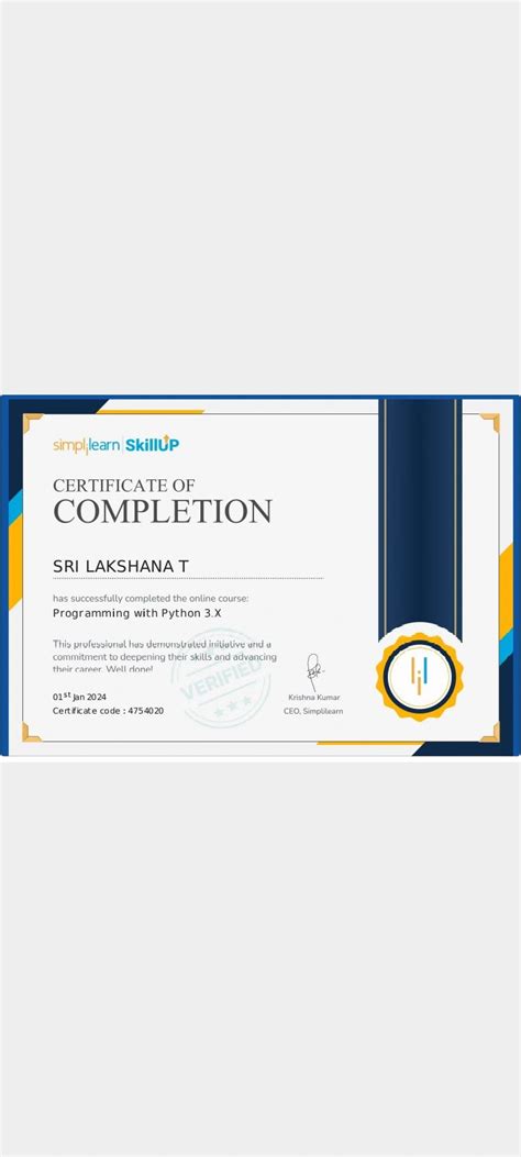 Sri Lakshana On Linkedin Have Completed Programing With Python 3x