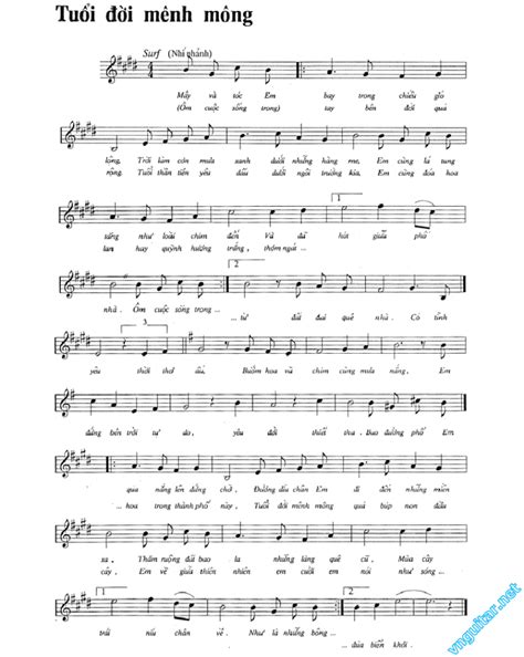 Tuổi đời Mênh Mông Sheet NhẠc Hay