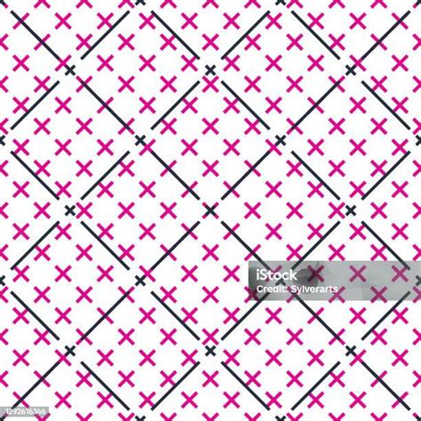 Abstract Crossed Lines Seamless Pattern Vector Background With Cross Stripes Lined Design