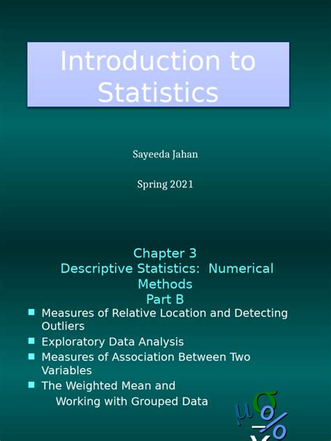 Lecture 3b Descriptive Statistics Numerical Measures Pdf Quartile