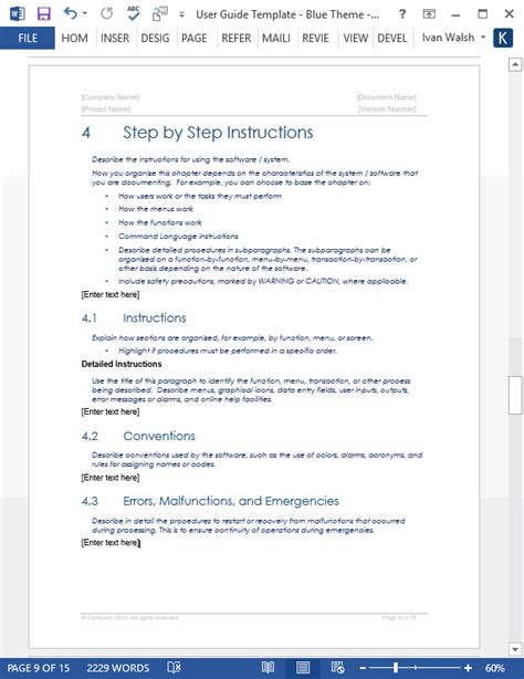 user guide templates 5 x ms word templates forms checklists for