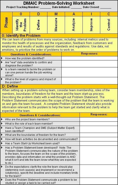 Excel Baba On Linkedin ️ Dmaic Problem Solving Work Sheet Explained