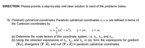 Answered Parabolic Cylindrical Coordinates … Bartleby
