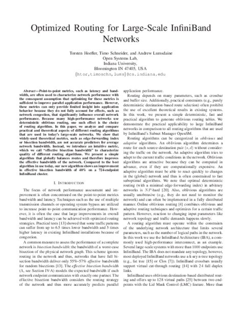 Pdf Optimized Routing For Large Scale Infiniband Networks