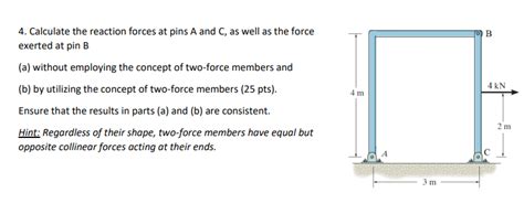 Solved 4 Calculate The Reaction Forces At Pins A And C As