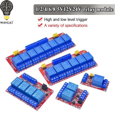 WAVGAT 1 2 6 4 8 Channel 5V 12V 24V Relay Module Board Shield With Optocoupler Support High And