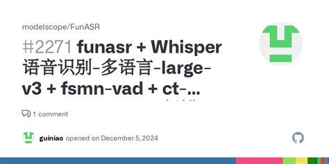 Funasr Whisper语音识别 多语言 Large V3 Fsmn Vad Ct Punc C Cam 报错