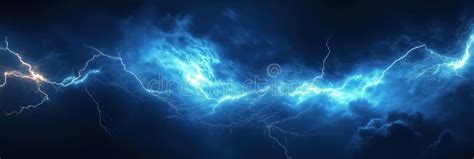 Electrifying Blue Lightning In A Dramatic Night Sky Stock Image Image