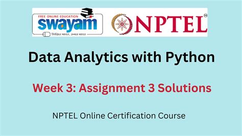 Data Analytics With Python Week 3 Assignment 3 Solutions Jan 2023 YouTube