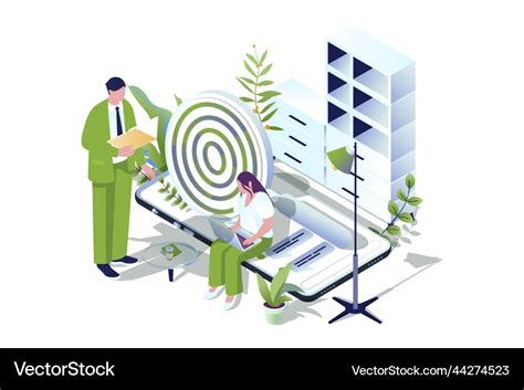 Seo Optimization Web Concept In D Isometric Vector Image