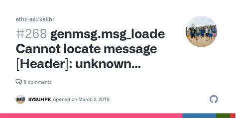 Genmsg Msg Loader MsgNotFound Cannot Locate Message Header Unknown Package Std Msgs On