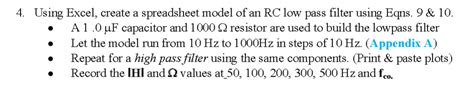 Solved 4. Using Excel, create a spreadsheet model of an RC | Chegg.com